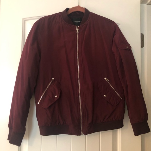 Zara | Jackets & Coats | Zara Maroon Bomber Jacket | Poshmark